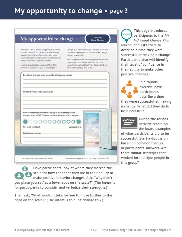 My Individual Change Plan Facilitator Guide – The Change Companies
