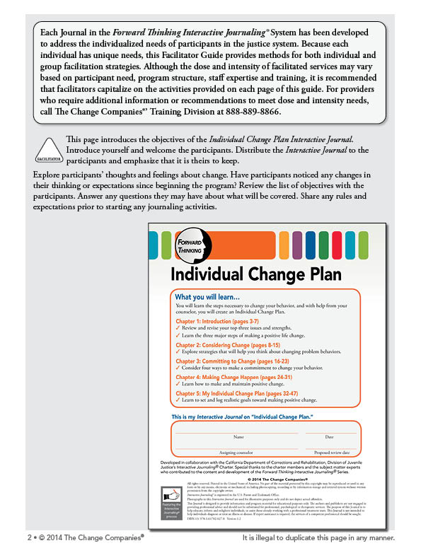 Individual Change Plan Facilitator Guide – The Change Companies